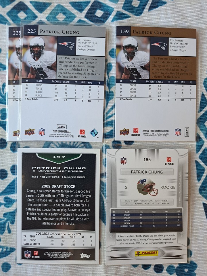 Patrick Chung RC 2009 Patriots Rookie (5) Upper Deck Prestige Bowman | eBay