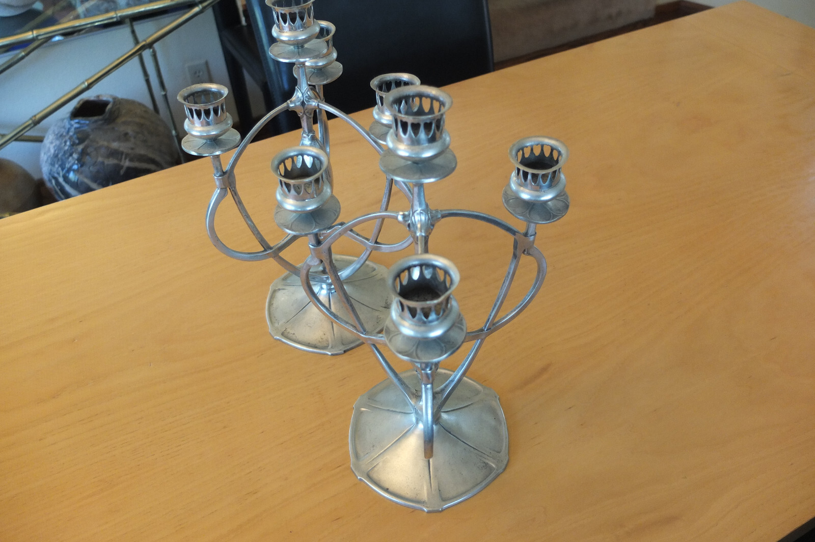 REDUCED! Art Nouveau "OSIRIS" Pewter Candelabra by Walter Scherf | eBay