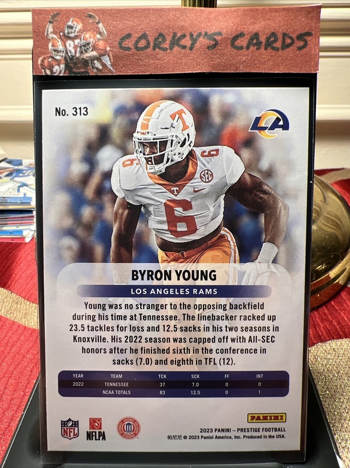 2023 Panini Prestige Byron Young #313 FOOTBALL Rookie Los Angeles Rams ...