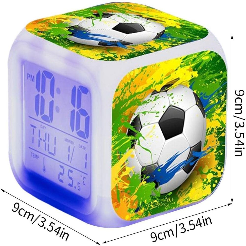 Square Digital Clock Plastic Table Clock Football Alarm Clock Kids Gift ...