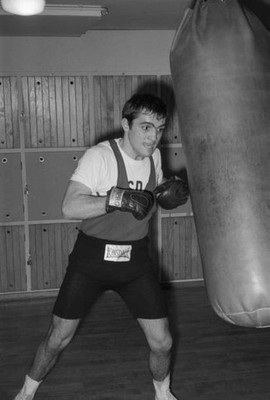 Boxer Marcel Cerdan Junior during a training session in Paris in D- Old ...