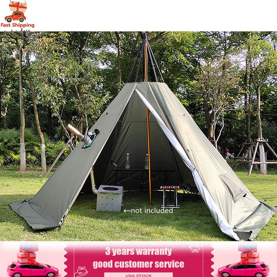 Outdoor Camping Tent Teepee Tent 4 Season 2 Doors Hike Waterproof Tent ...