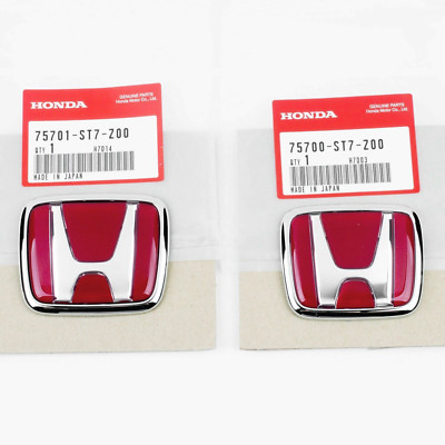 96-00 Honda Civic EK JDM RED H Type R - Front Rear Emblem 2PCS Set 92 ...