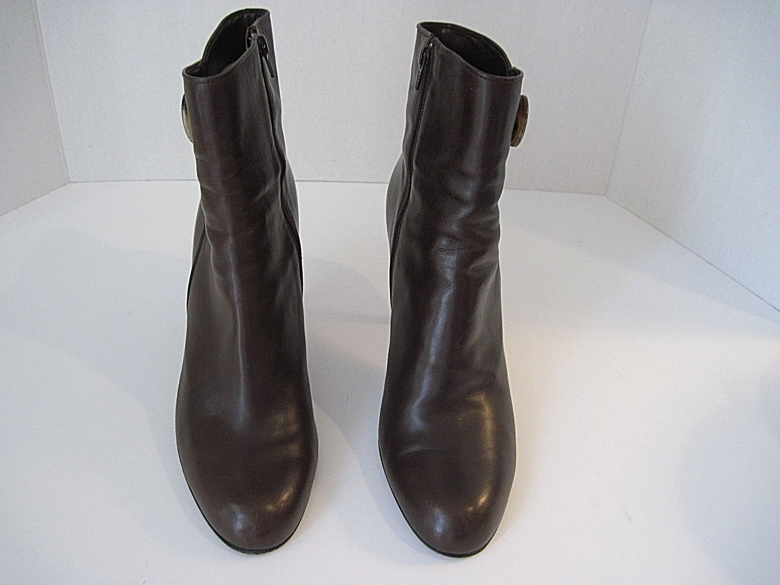 MICHEL PERRY (ITALY) Gorgeous Brown Leather Ankle Boots Size Zip Size ...