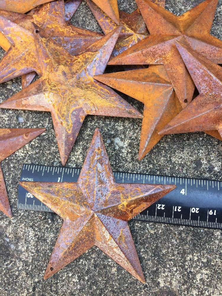 10 Ultra Rusty Barn Stars Star 3.75 in 3 3/4" Dimensional 2D w/ hole ...