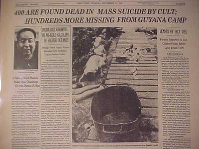 VINTAGE NEWSPAPER HEADLINES~JIM JONES MASS SUICIDE JONESTOWN CULT ...