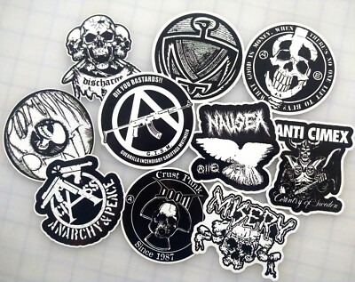 Crust Punk Vinyl Sticker Lot (10 Stickers) SET 1 anarcho grindcore ...