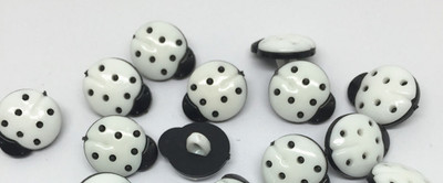 WHITE LADYBUG Plastic SHANK Buttons 5/8" (13 x 15mm) Craft Scrapbook ...
