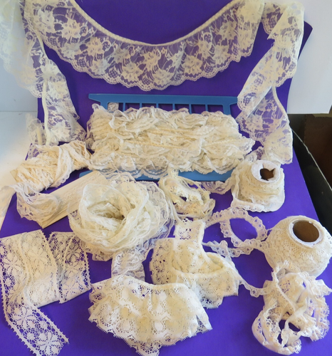 LARGE Lot Ivory Fancy Vintage Lace Assortment trims Dolls craft edging ...