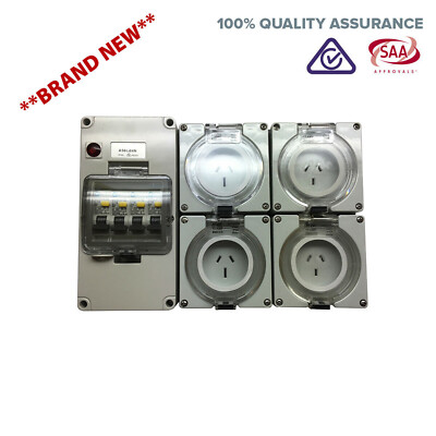 2X 10AMP And 2X 15AMP 3 Pin RCD Power Point Socket Outlet RCBO IP66 ...