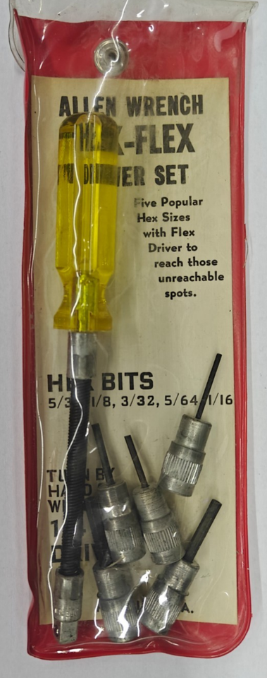 Jawco Allen Wrench Hex-Flex Driver Set 5 Hex Bits Flexible Shaft USA | eBay