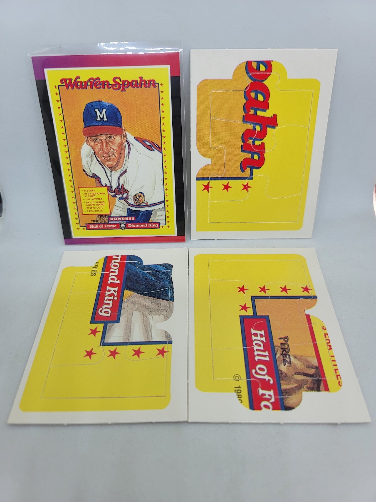 1989 Donruss Warren Spahn Diamond King Card and 3 Puzzle Cards | eBay