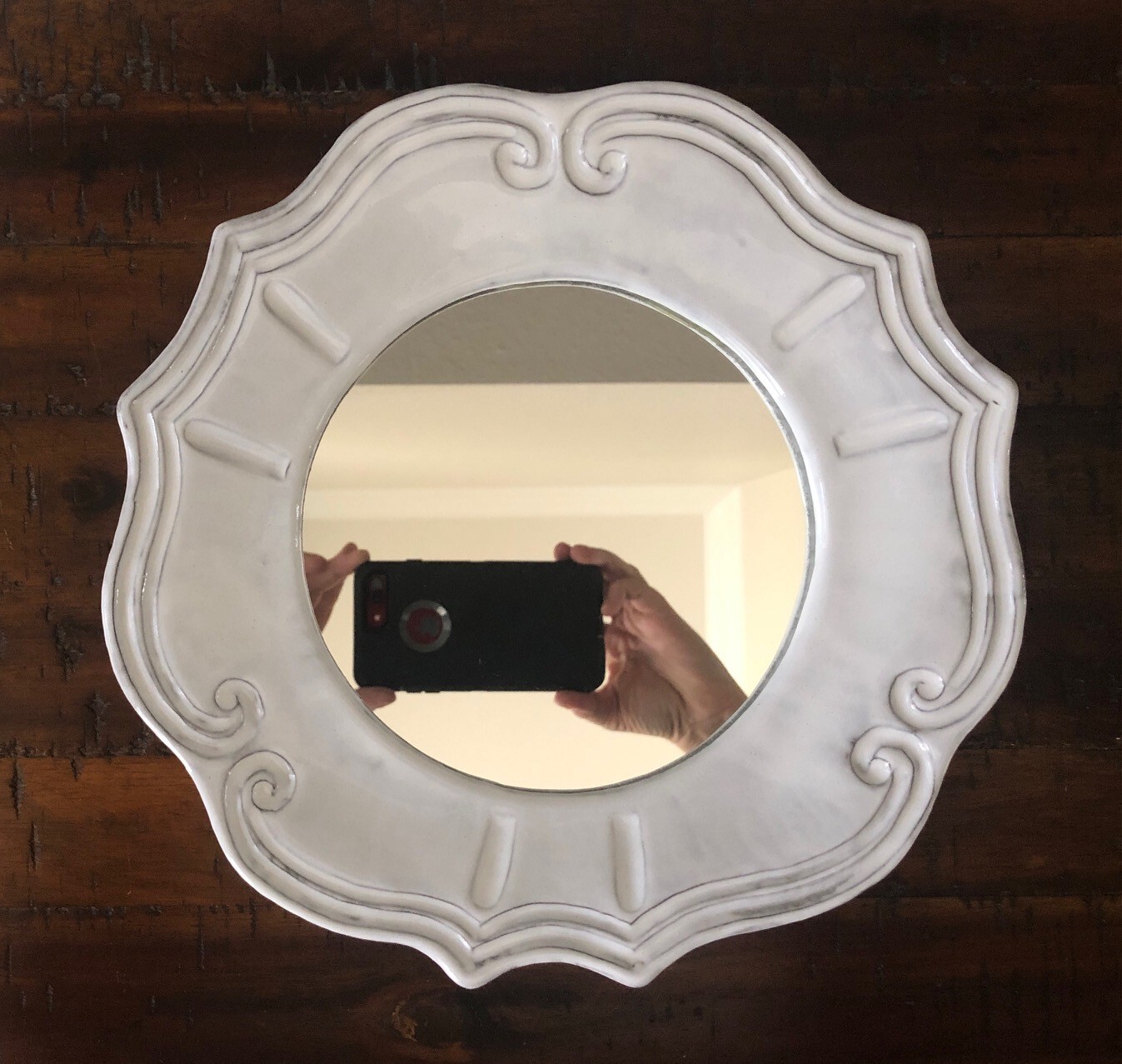 VIETRI ITALY Accent Mirror Baroque Small White Gray Ornate Shabby Chic ...