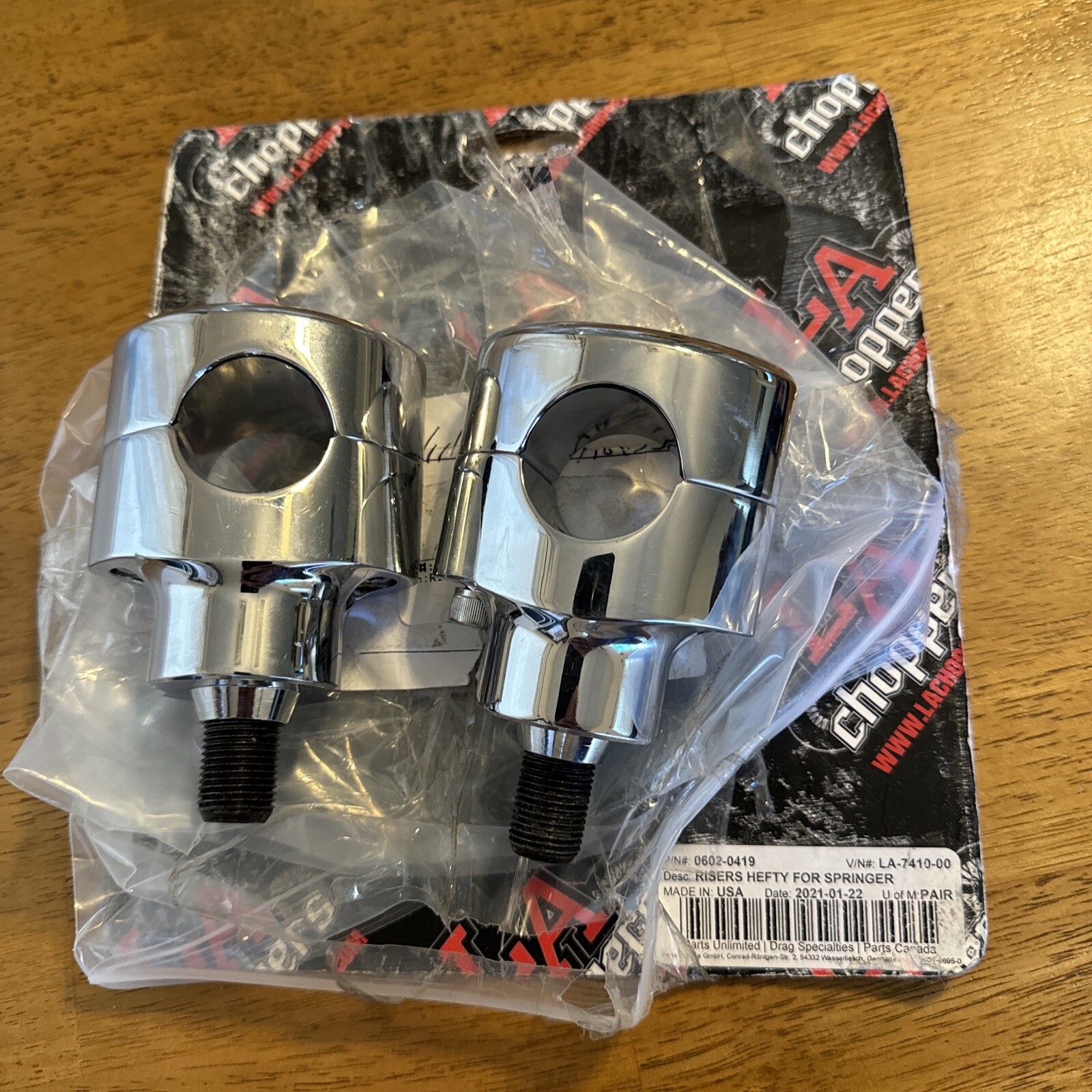 LA CHOPPERS LA-7410-00 Chrome 1-1/2" Springer Handlebar Riser Kit | eBay