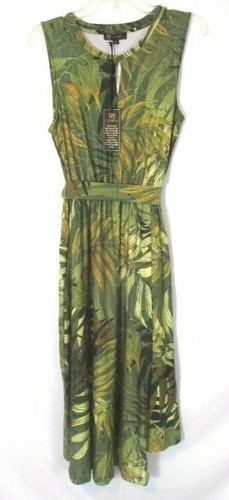 DG2 Diane Gilman Belted Midi Dress Large Green Faux Wrap 667632 Women ...