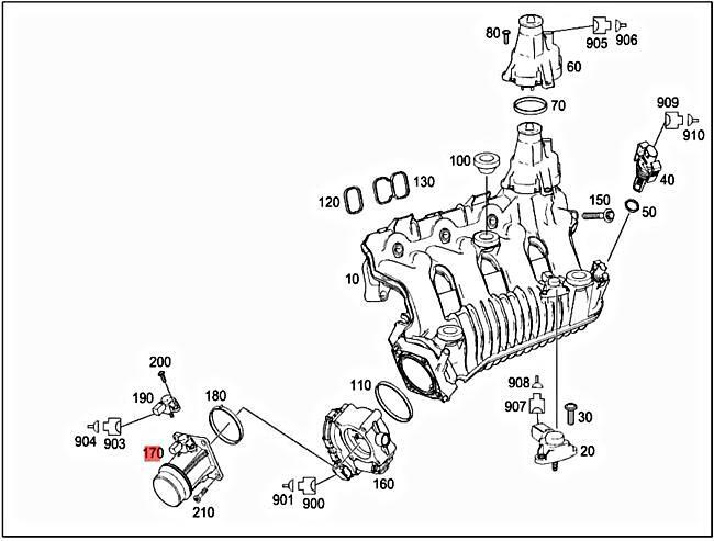 2013 MERCEDES C250 W204 Air Intake Pipe Throttle Pressure Sensor ...
