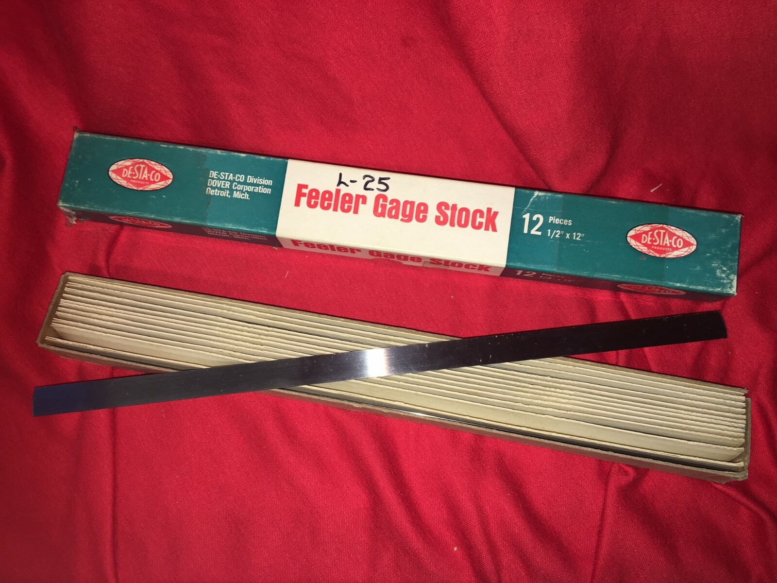 L-25 Destaco Steel Feeler Gage, Shim, 1/2 x 12" x .025" thick x (12 ...