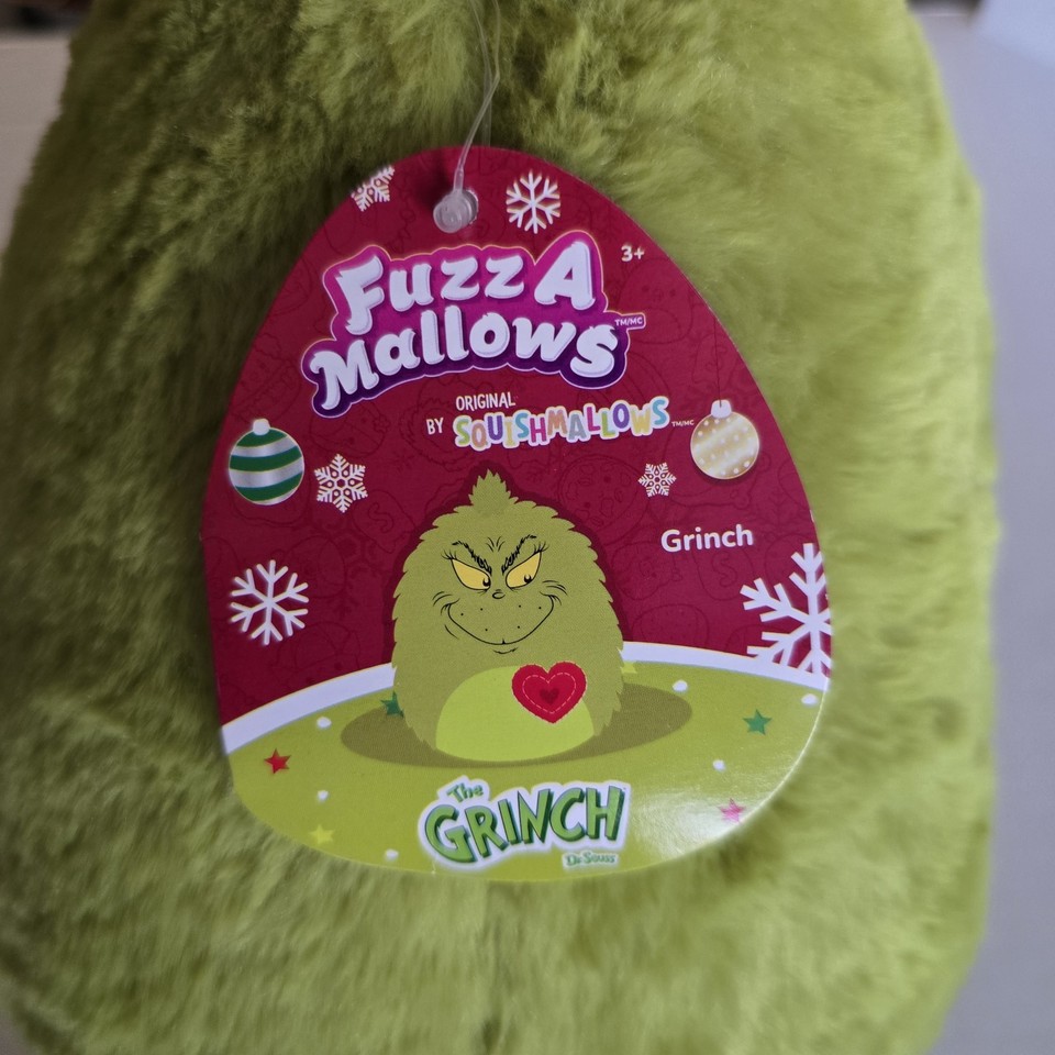 Squishmallows FuzzAMallow Official 12 inch Grinch with Heart Child's ...