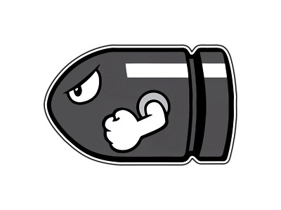 #1819 Bullet Bill 2D Mushroom Kingdom Waterproof Vinyl Sticker Die-Cut ...