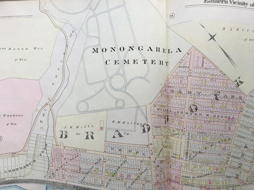 1895 BRADDOCK PITTSBURGH PENNSYLVANIA MONONGAHELA CEMETERY GM HOPKINS ...