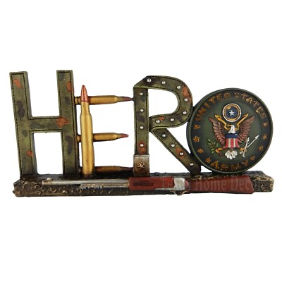 U.S. Army Hero Plaque Sign Rustic Finish Hand Painted Polyresin Bullets ...