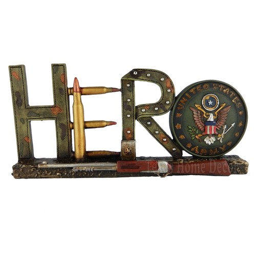 U.S. Army Hero Plaque Sign Rustic Finish Hand Painted Polyresin Bullets ...
