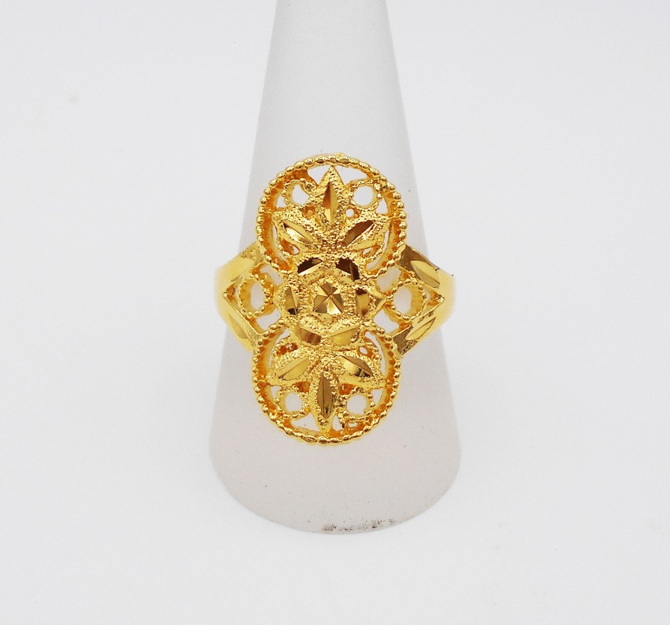 Women Jewelry Gold Ring Lai Thai 23K Thai Baht Yellow Gold Plated ...