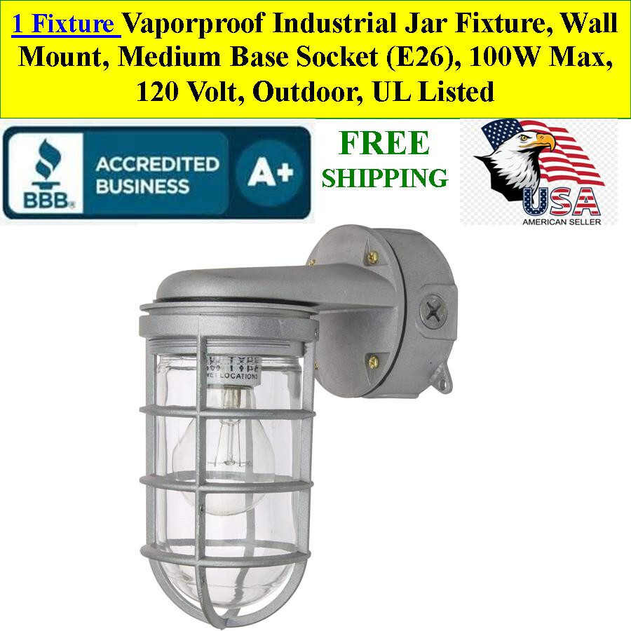 1 FIXTURE Vaporproof Industrial Light Wall Mount Fixture Indoor Outdoor ...