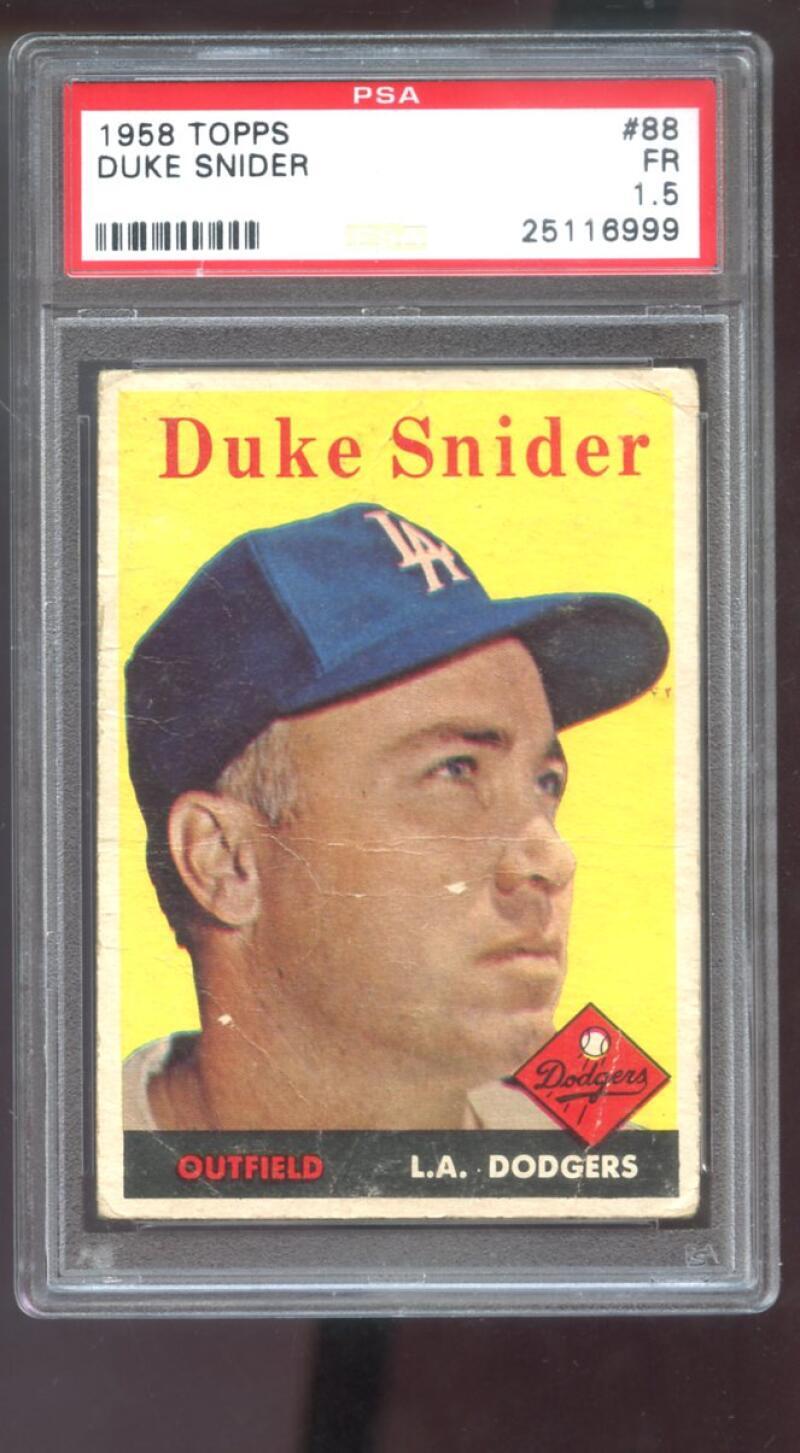 1958 Topps #88 Duke Snider PSA 1.5 Graded Baseball Card MLB Los Angeles ...