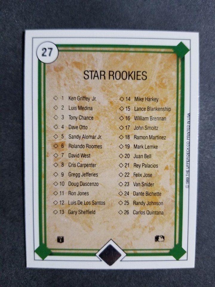 1989 Upper Deck ROOKIE CHECKLIST card # 27 [C3] | eBay
