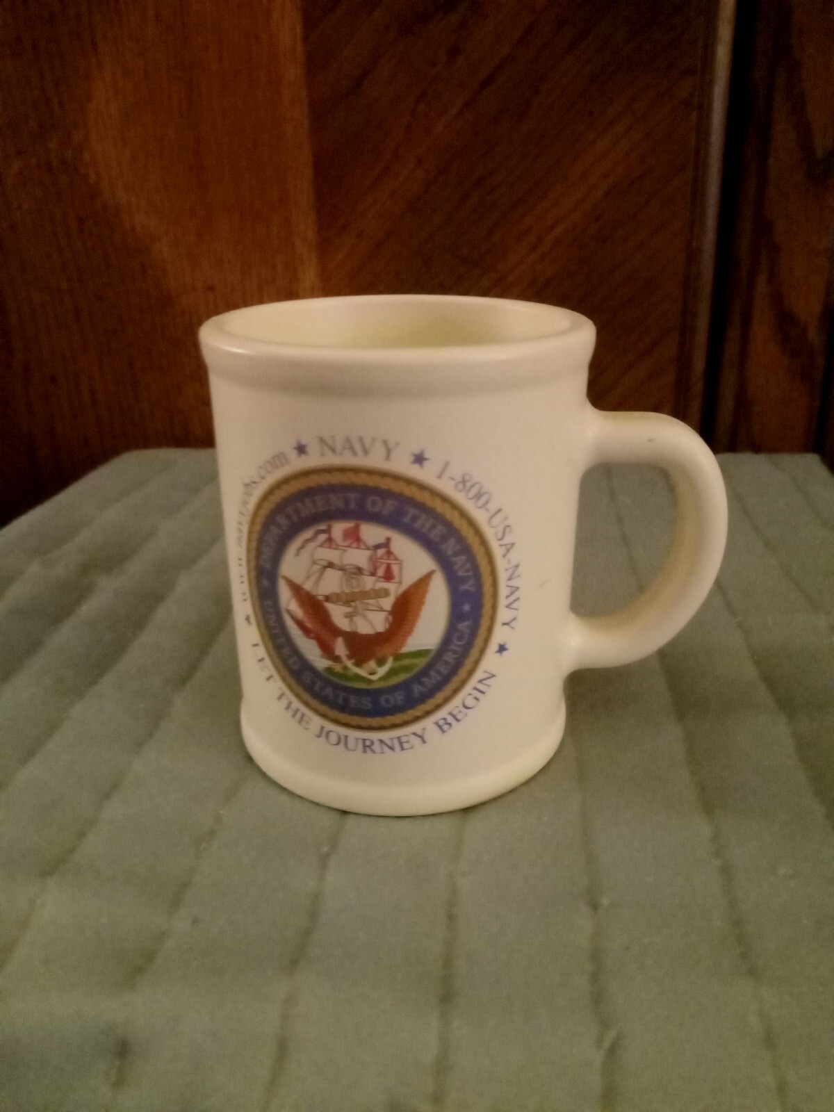 NAVY LET THE JOURNEY BEGIN COFFEE MUG DEJA VU BY BBMC MADE IN BERKSHIRE ...