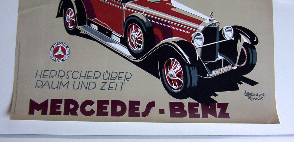 84 cm MERCEDES BENZ A1 Poster FRG, 80er J. DAIMLER Entw. Offelsmeyer ...