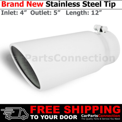 Bolt-On Stainless Truck Angled White 12 inch Exhaust Tip 213705 4 In 5 ...