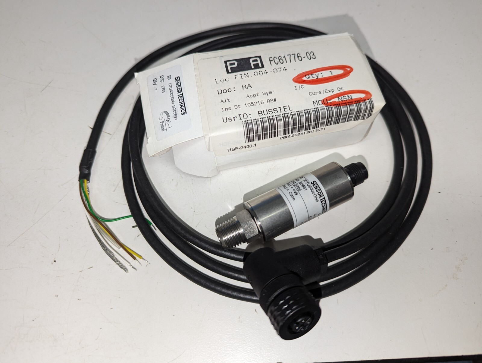 SensorTechnics Pressure Transmitter & 6ft Cable, 0-5 psi 30V ...