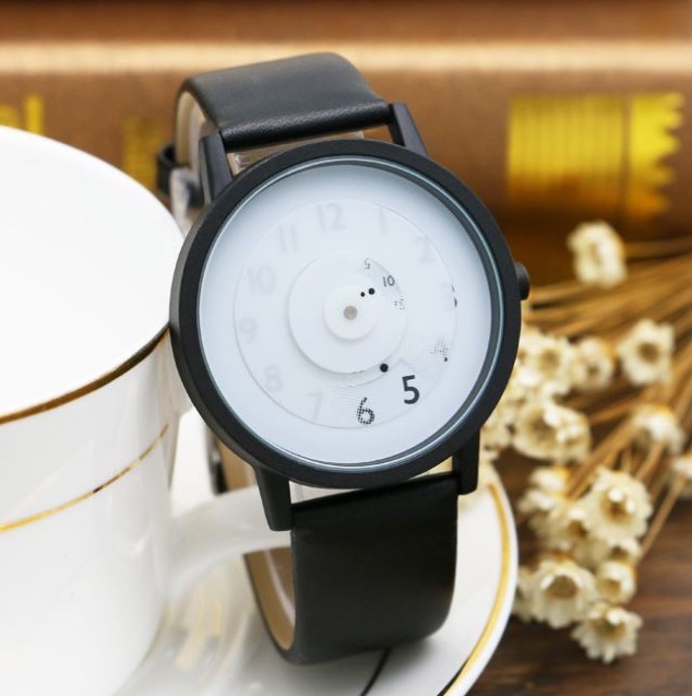 Modern Novelty Creative Steel Wrist Watch with Fading Numbers Leather ...