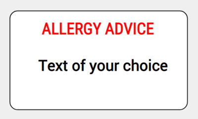 Personalised ALLERGY ADVICE Self Adhesive Labels Allergen Stickers 45mm ...