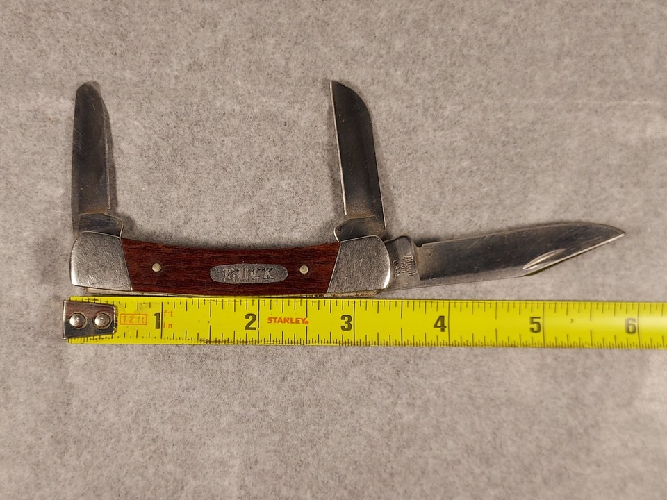 Vintage Buck 703 Colt Three Blade Pocket Knife Wood Handle-Near Mint ...