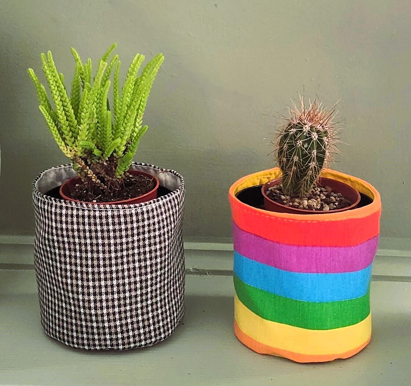 Handmade House plant Pots Small Plant Cover Fabric Personalized Planter ...
