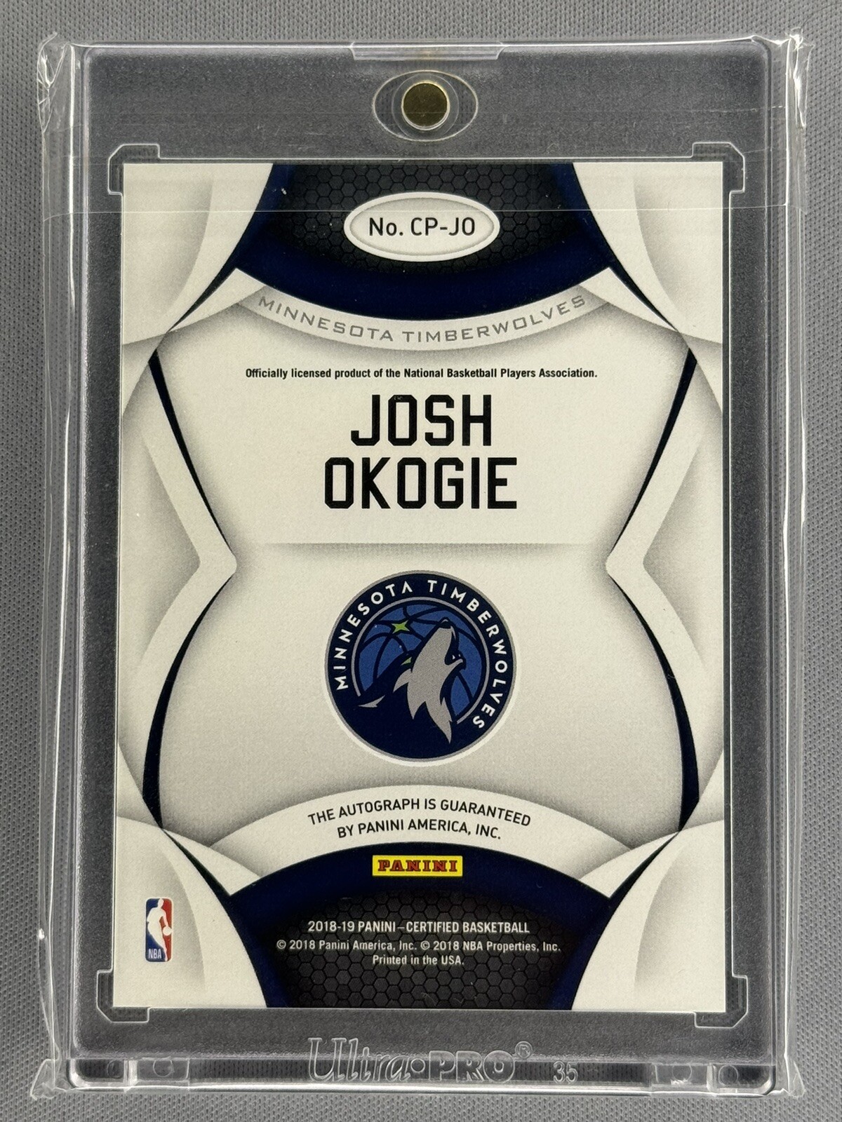 2018-19 NBA Panini Certified Certified Potential Josh Okogie Rookie ...