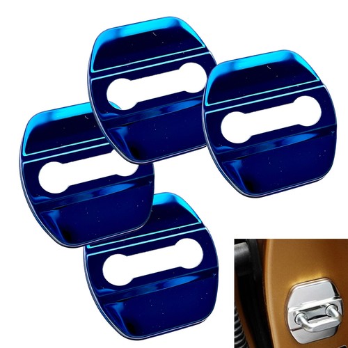 4pcs Polished Blue Stainless Steel Door Latch Striker Cover Fits 09-14 ...