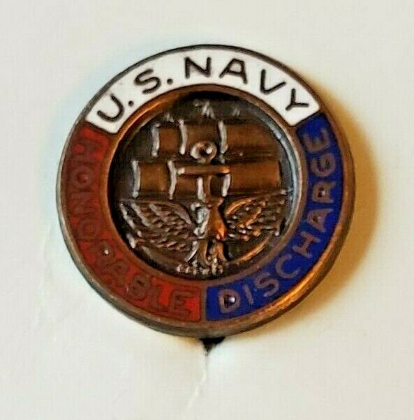 NAVY HONORABLE DISCHARGE PIN-NEW IN MILITARY ISSUE PACK-RED-WHITE ...