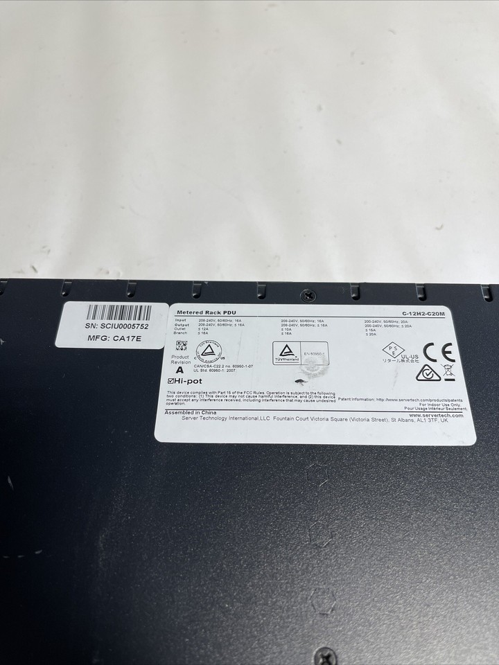 Server Technology CB-12H2-C20 Low-Density Basic Power Distribution ...