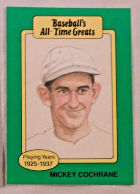 1987 Hygrade All-Time Greats Mickey Cochrane Philadelphia A's Baseball ...