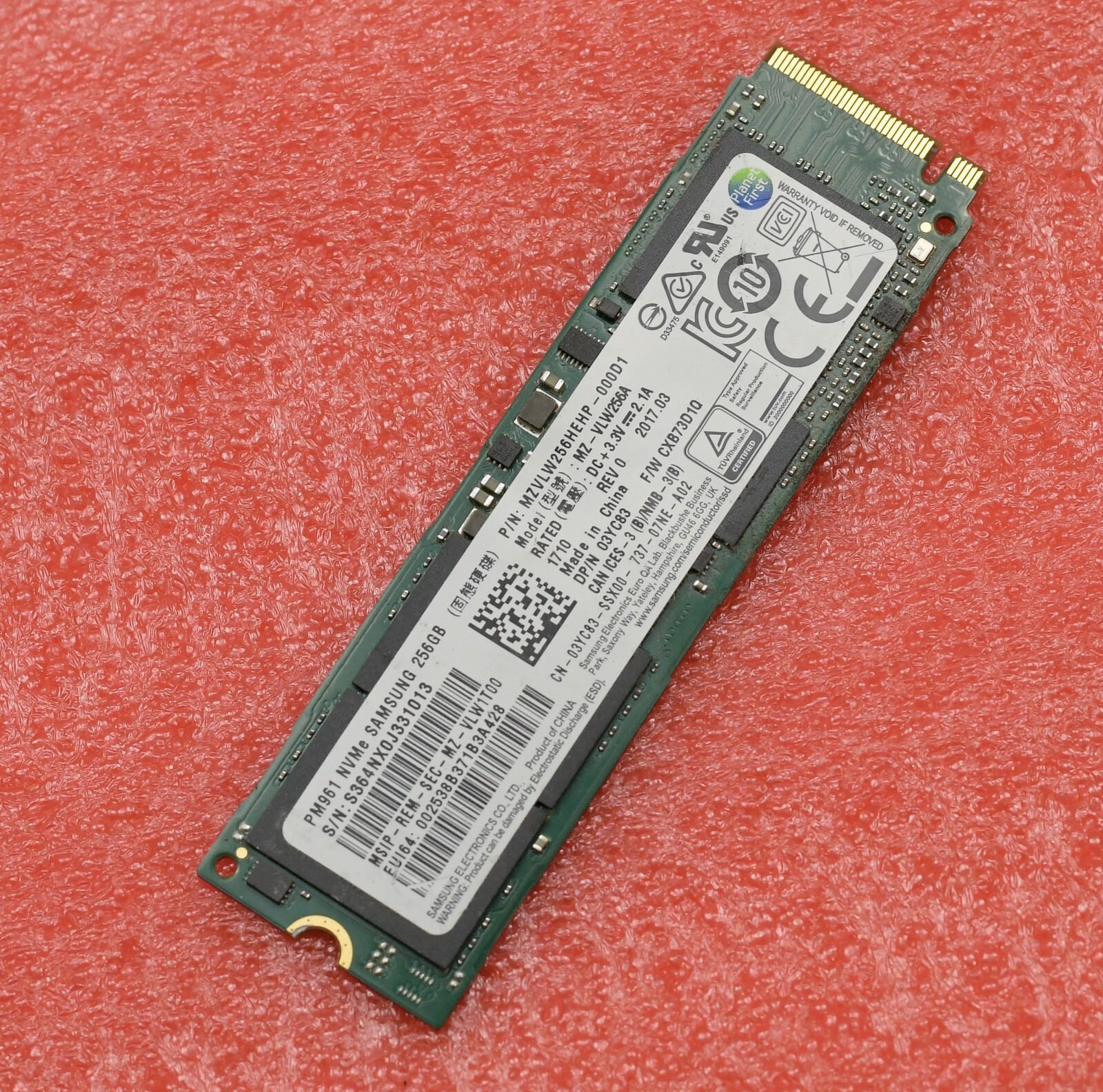 NVMe Samsung 256GB MZVLW256HEHP-000D1 MZ-VLW256A Dell 03YC83 SSD Stick ...