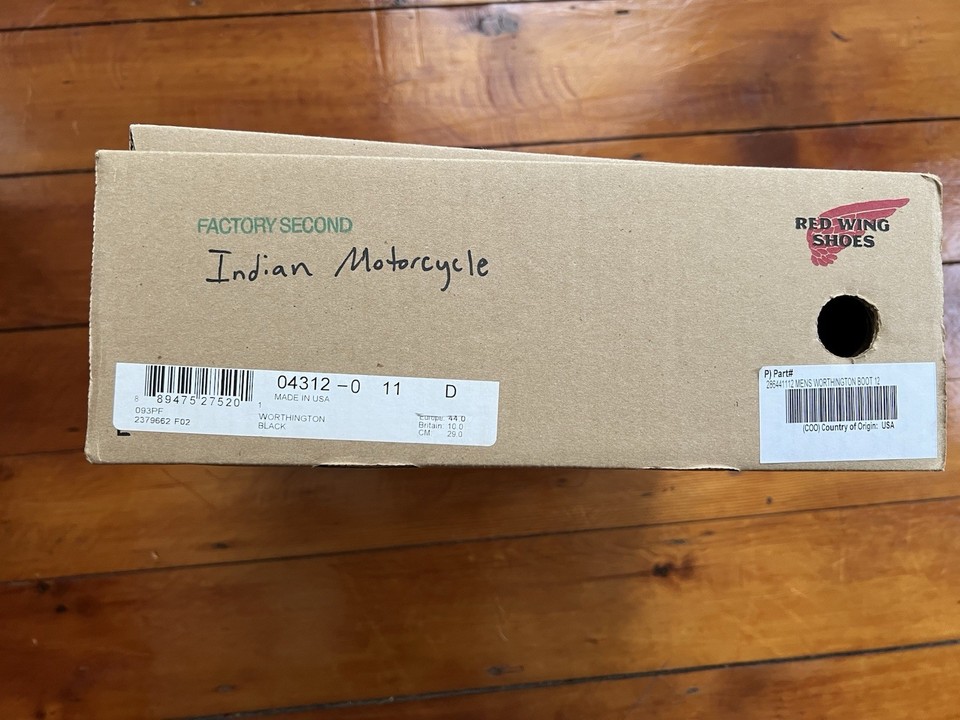 Red Wing Indian Motorcycle 4312 Worthington Engineer Black 11 D Factory ...