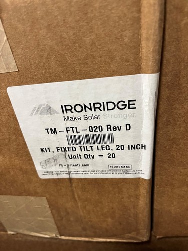 IronRidge TM-FTL-020 Fixed Tilt Leg Kit 20 Inches Solar Panel Brackets ...