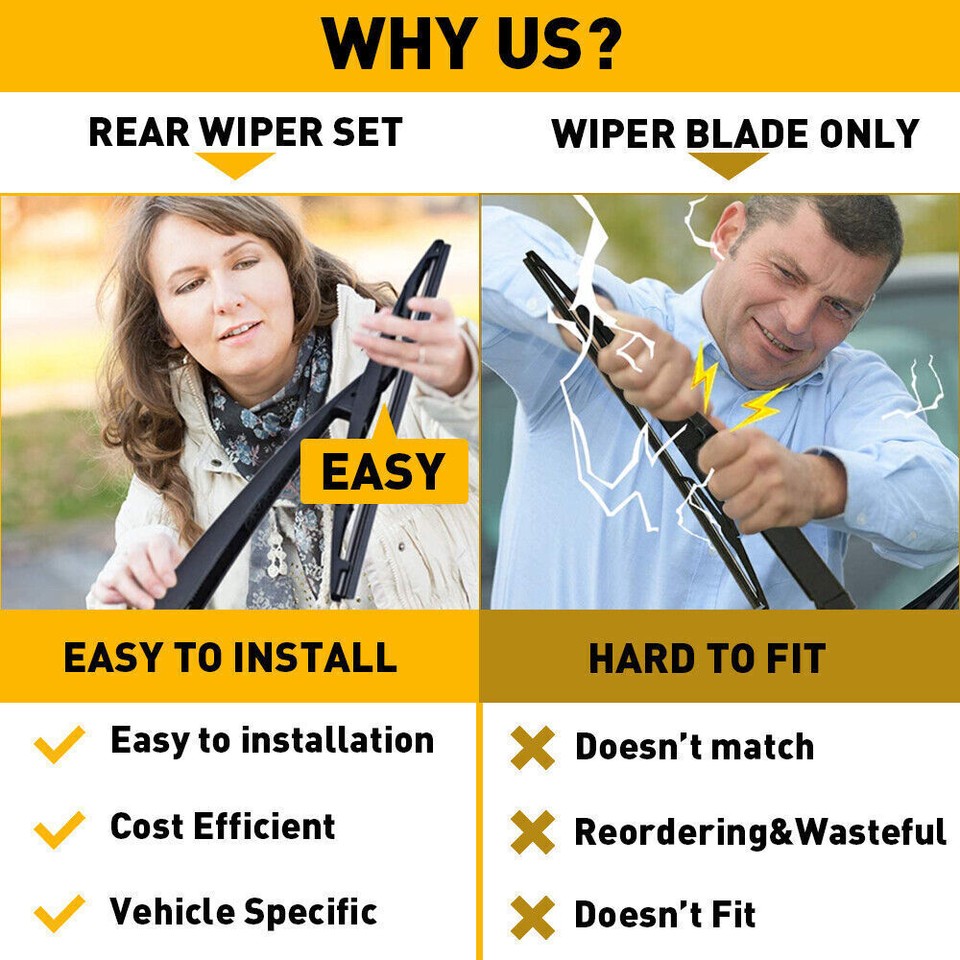 12" All Season Frameless Rear Windshield Wiper Blade One click clarity ...