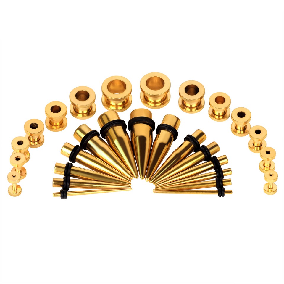 24PC Ear Stretching Kit 12G-00G Beginner Gauge Surgical Steel Taper ...