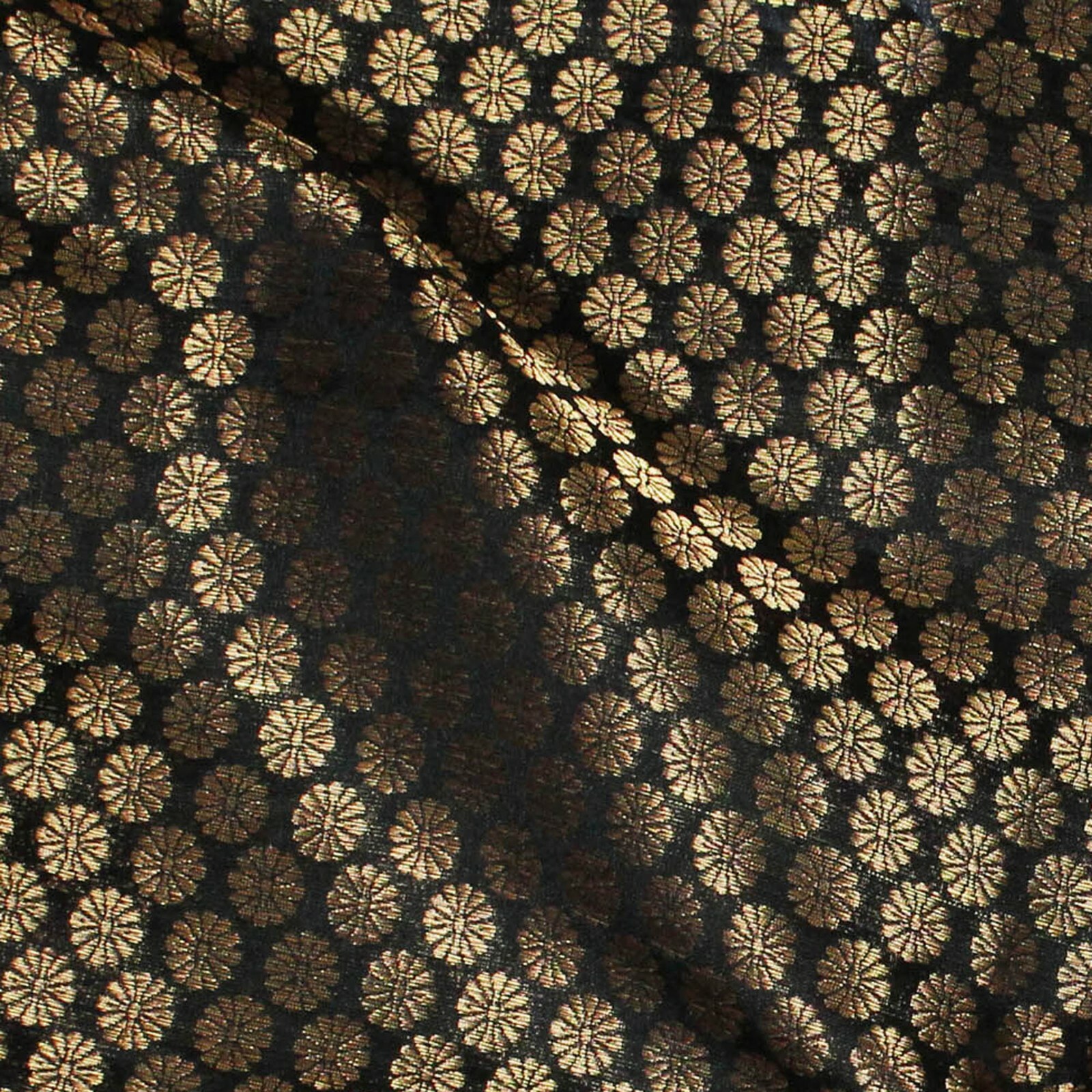Black Brocade Art Silk Fabric Solid Pattern For Sewing Craft Decor By ...