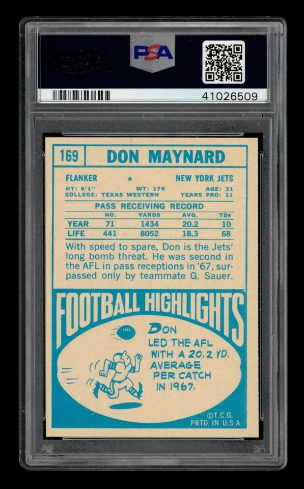 1968 Topps Set-Break #169 Don Maynard PSA 8 NM-MT | eBay